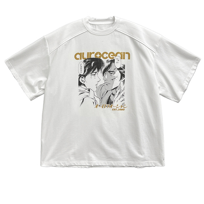 Aurocean复古做旧动漫短袖T恤
