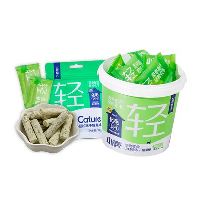 旺财小壳轻松冻干草棒猫咪化毛球