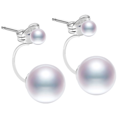 黛米珠宝 幸福回响 11-12mm圆形双珠款珍珠耳环 S925银多戴耳钉女
