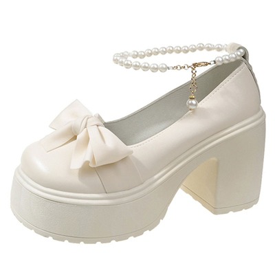 SHOEBOX气质珍珠单鞋女士小皮鞋