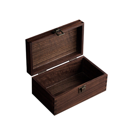 黑胡桃实木带锁复古木制首饰盒