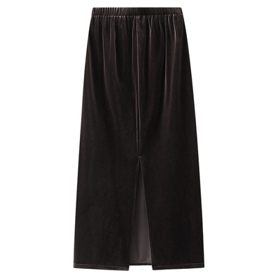 BenHou/本后0820直筒开叉丝绒裙