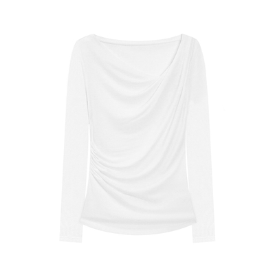 YUSSI设计感荡领长袖纯色T恤