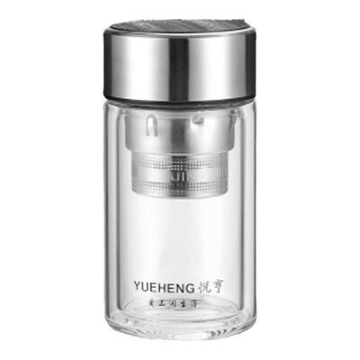 特价180ml便携双层隔热玻璃茶杯