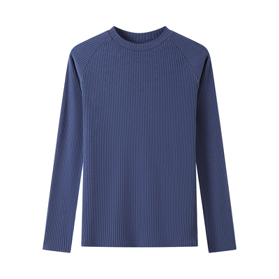 AFTERGLOW秋冬针织肌理坑条打底 显大休闲棉氨面料休闲修身长袖