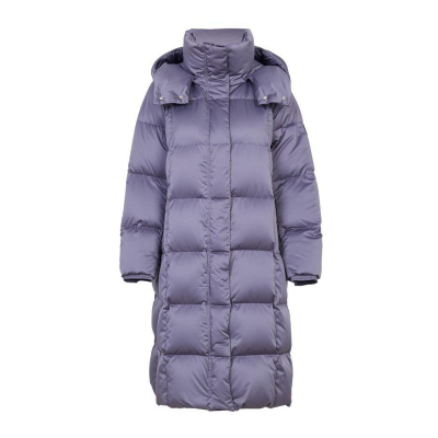 婉甸冬季岩石灰中长款连帽女保暖加厚羽绒服1244D10GS3