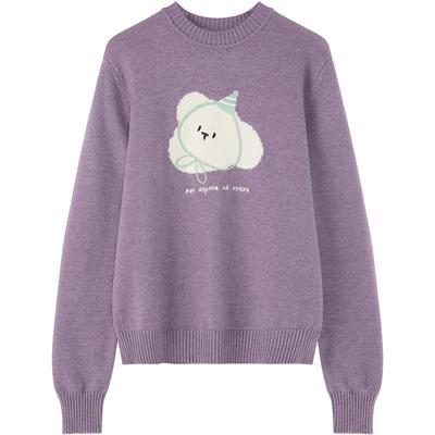 LAGOGO浪漫紫色甜美小狗提花毛衣