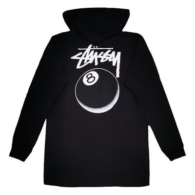 Stussy黑八球经典帽衫卫衣