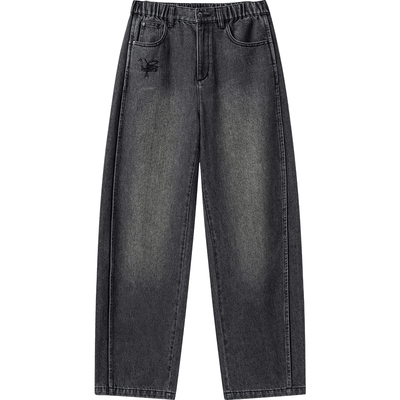 【播奥莱】播商场同款黑灰色宽松牛仔裤女25早春长裤BDS1KD1482