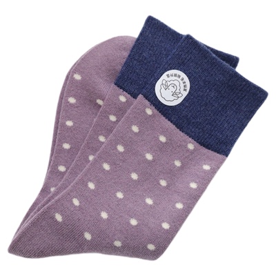 复古波点袜子女撞色拼接中筒袜