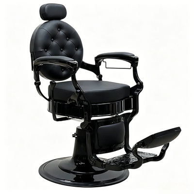 BarberChair黑色复古可躺油头椅