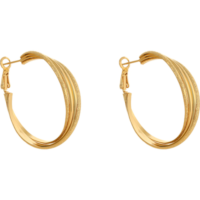 金色多层磨砂螺旋耳圈耳环高级感