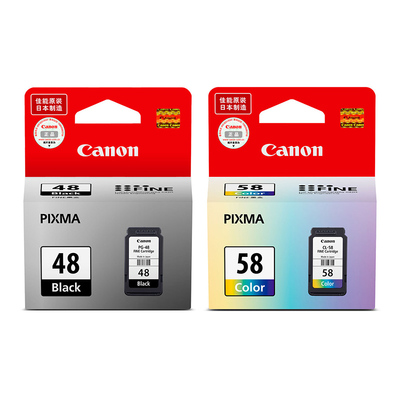 佳能原装正品48/58黑彩墨盒E408