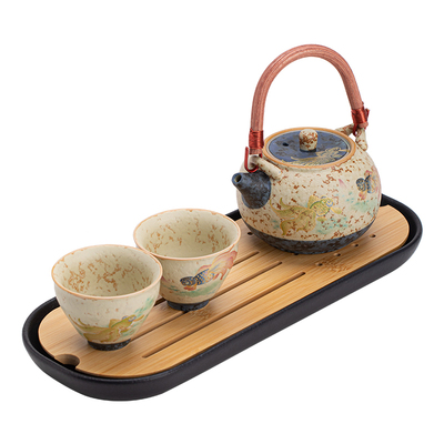 记今朝【锦鲤】火石红中式一壶二杯功夫茶具套装酒店客房民宿泡茶