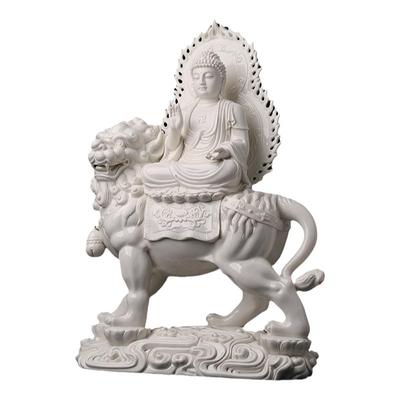 戴玉堂苏杜村陶瓷摆件《普度众生》骑狮子释迦牟尼佛供奉家用佛像