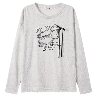 韩系ins印花狗狗蝴蝶结内搭长袖t