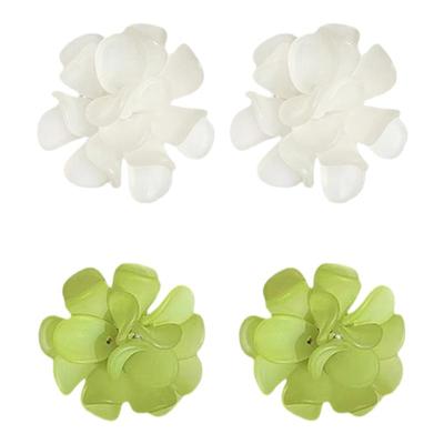 气质夏天白色花朵耳环女