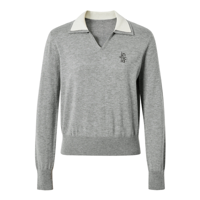 商场同款针织毛衫indicia翻领