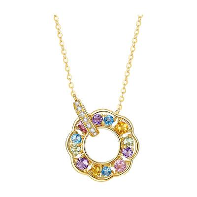 ILCO尤珂「花彩集」18K金多彩宝石吊坠天然彩宝转运珠项坠锁骨链