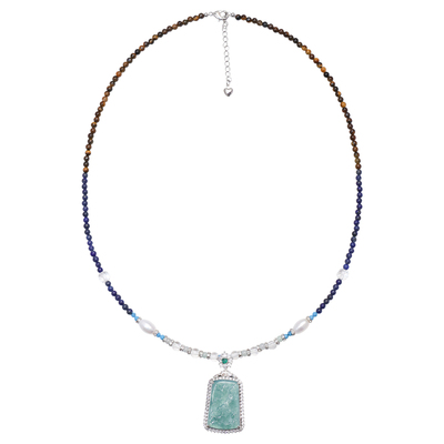 方糖家翡翠无事牌珍珠水晶项链