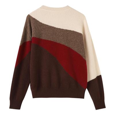 CHESONSE复古羊毛撞色长袖针织衫