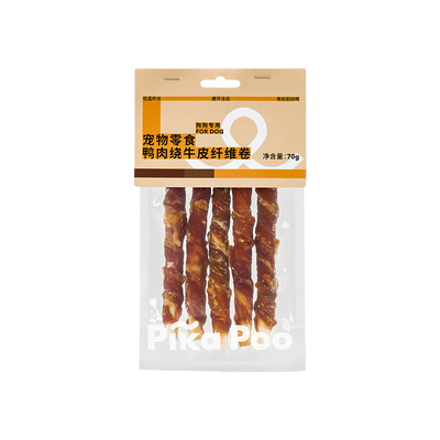 匹卡噗鸭肉绕牛皮纤维卷宠物磨牙棒中小型犬解馋耐咬狗狗营养零食