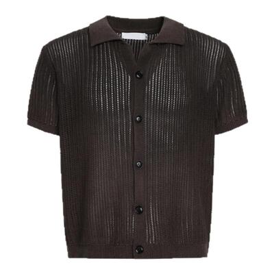 复古老钱boxyfit松弛短袖针织衫