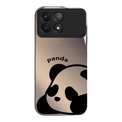 适用红米k70手机壳新款k60pro趴趴熊猫Redmi防摔k50至尊版可爱女卡通k40pro熊猫k30s金属漆玻璃por高级感全包