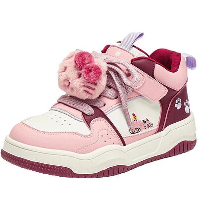百丽卡皮巴拉加绒高帮板鞋女童冬季新款童趣休闲鞋25080D85