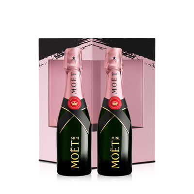 官方直营 Moet迷你酩悦粉红香槟200ml双支礼盒进口高级小香槟