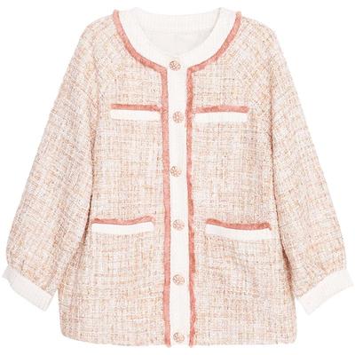 oece夏装新款女装抢镜元气紫色格纹复古翻领西装式短袖连衣裙