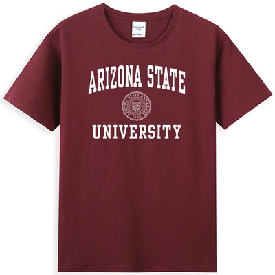 亚利桑那州立大学 arizona state university圆领美式T恤短袖纯棉