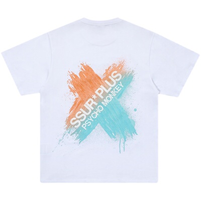 渐变刷漆短袖情侣嘻哈打底T恤男