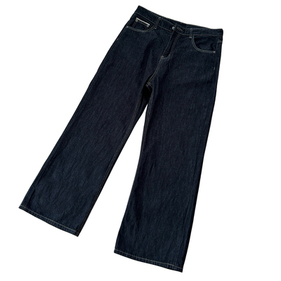 原牛重磅水洗红边微喇牛仔裤