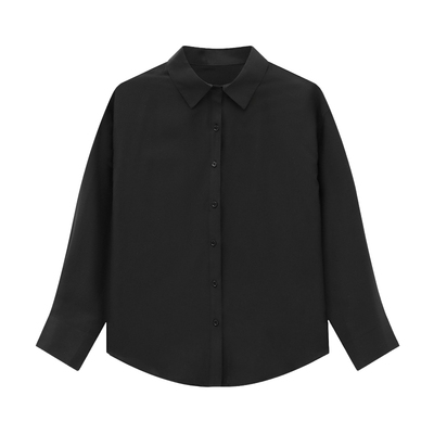 Basic House/百家好基础款翻领纯色长袖衬衫春季新款经典百搭衬衫