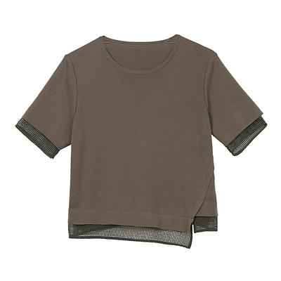 易菲天丝三醋酸拼接假两件T恤女