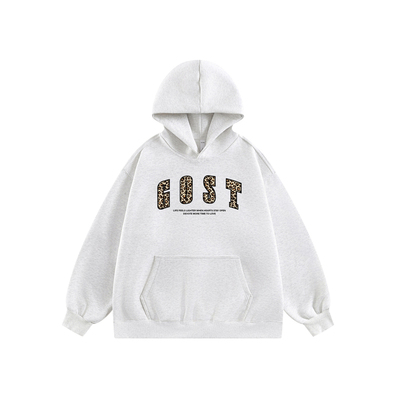 GOST豹纹毛贴布绣连帽卫衣