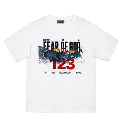 FEAR OF GOD联名RRR123波浪字母夏季美式休闲短袖高街潮牌宽松T恤