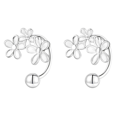 999纯银森系花朵螺丝耳钉耳钩女纯银养耳洞小花耳环高级感耳饰
