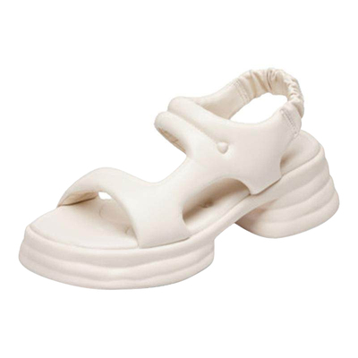 接吻猫羊皮通勤厚底罗马凉鞋