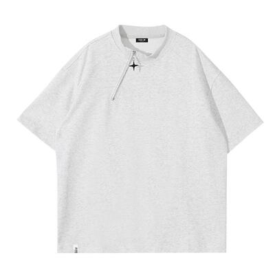 it FIVECM斜开拉链短袖t恤男女2026款夏季潮流宽松正肩上衣