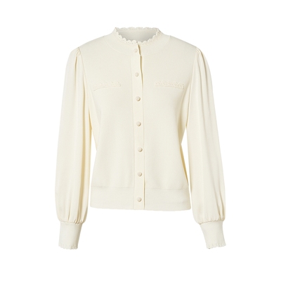 珂思时尚通勤文艺花边领气质小衫