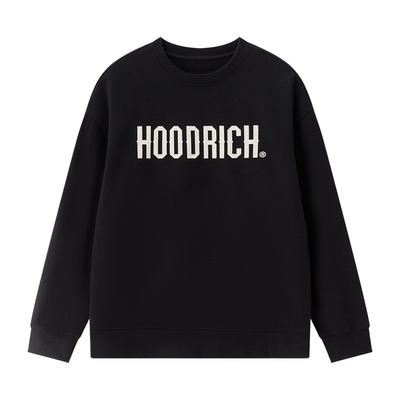 HOODRICH黑色字母LOGO印花圆领卫衣男秋季新款基础休闲百搭上衣