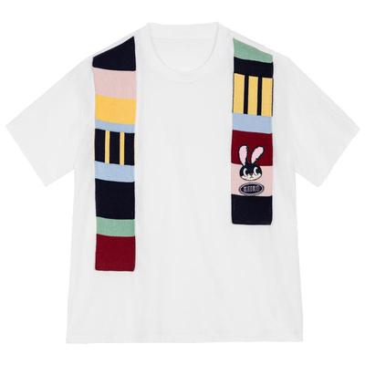 KEIKO元气感针织拼接短袖T恤