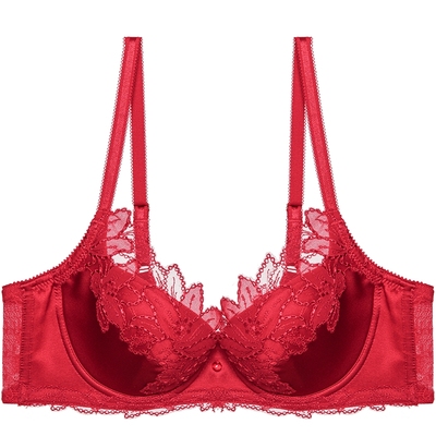 经典花条桑蚕丝大杯无纺布文胸