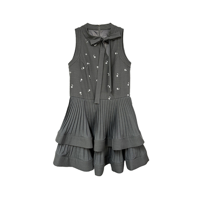 FLONAKED灰色重工钉珠连衣裙