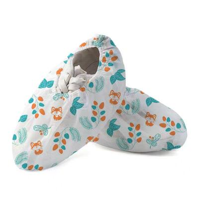 真圆头一次性鞋套家用室内加厚印花卡通防尘防滑机房儿童学生脚套