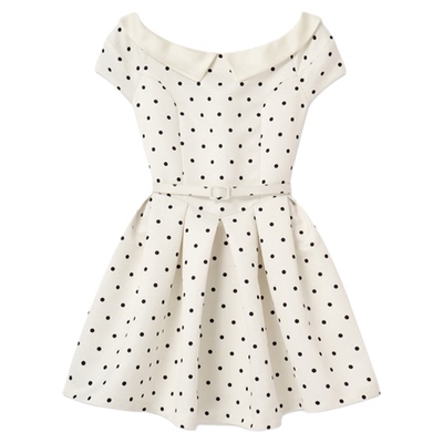 SNIDEL2026春夏新品气质赫本风翻领腰带收腰短款连衣裙SWFO261303