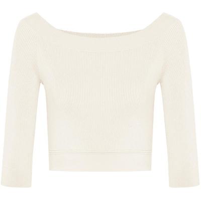 一字肩七分袖针织衫HPLY/荷比俪