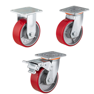 米思聚氨酯重载型脚轮E-CPSK/CPSJ/CPSS-100/125/150-U万向刹车轮